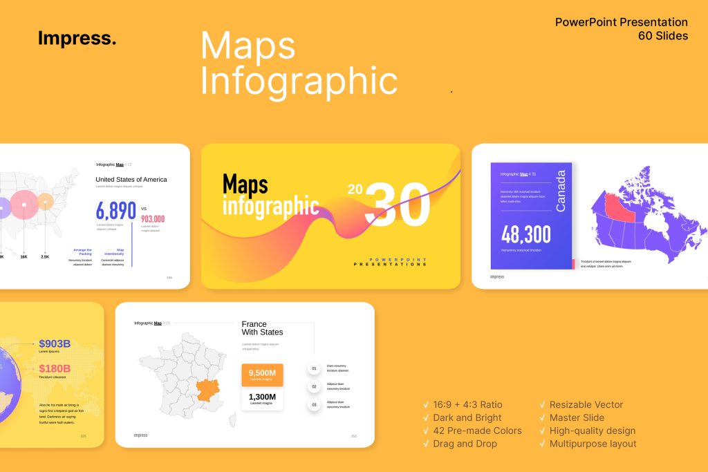 Map Infographic PowerPoint Presentation - Pixeliya