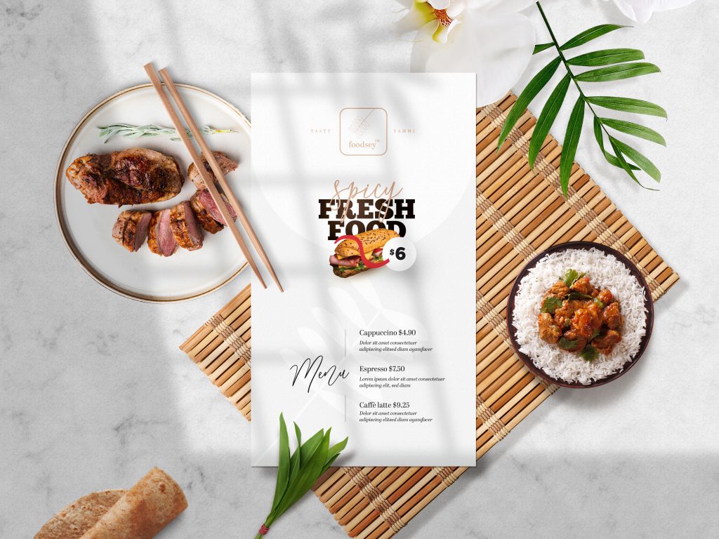 Professional Restaurant Food Menu Mockups by Pixeliya