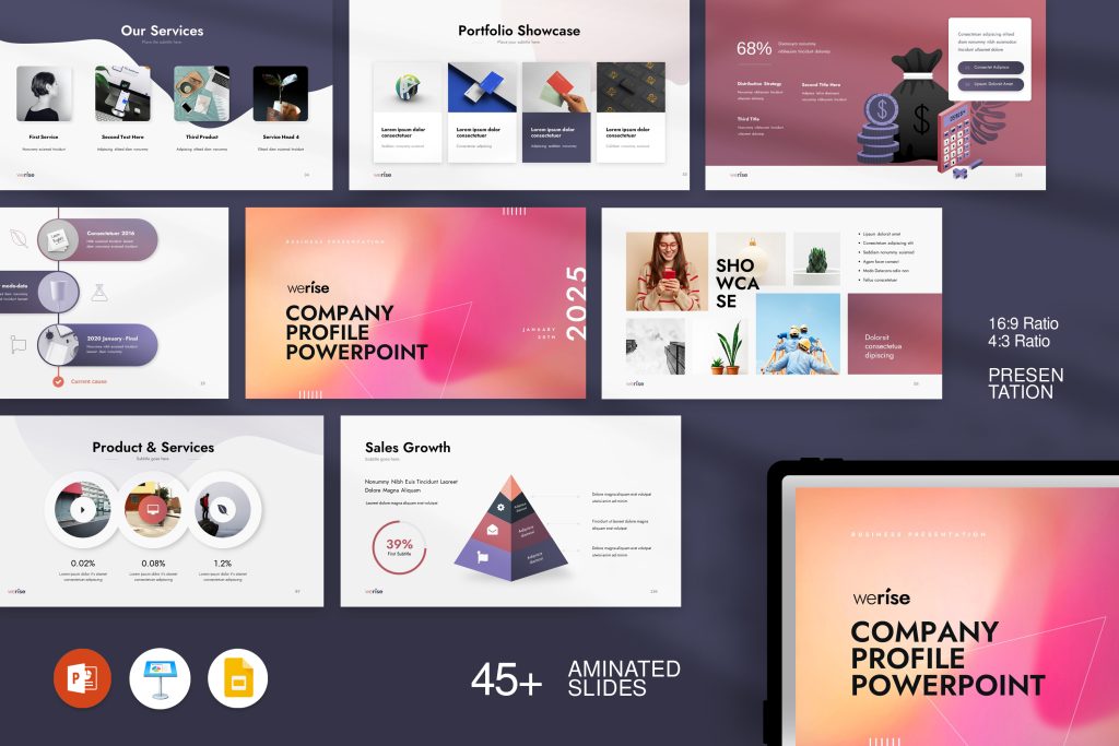 Company Profile PowerPoint Template - Pixeliya