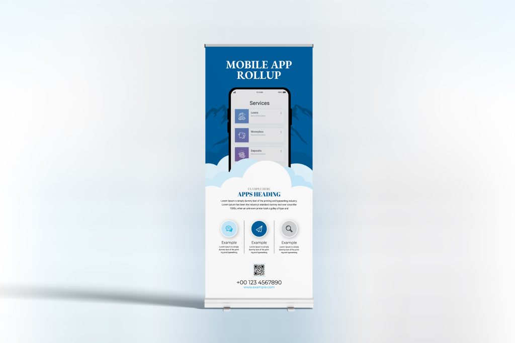 Mobile Apps Roll Up Banner Template for Effective Signage